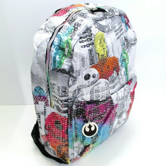 Disney | Bags | Disney Star Wars Rainbow Sequin R2d2 C3po 6 Backpack ...